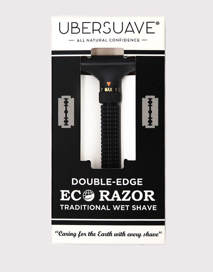 Ubersuave Eco-Razor Matte Black Adjustable Butterfly Open Double Edge ...